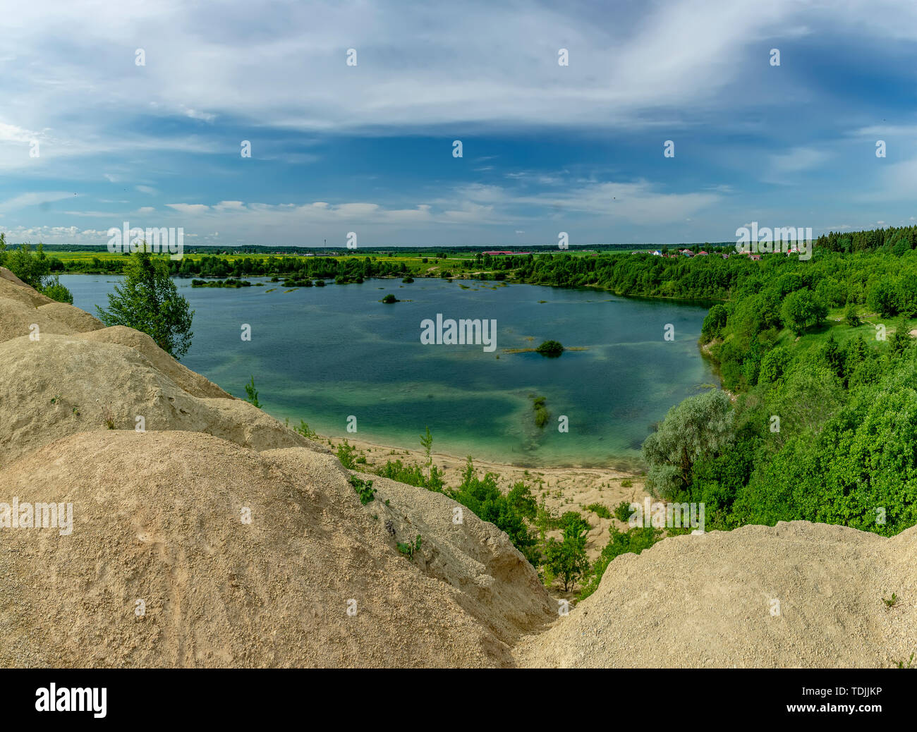 Quarries for the extraction of limestone. The embankment formed by ...