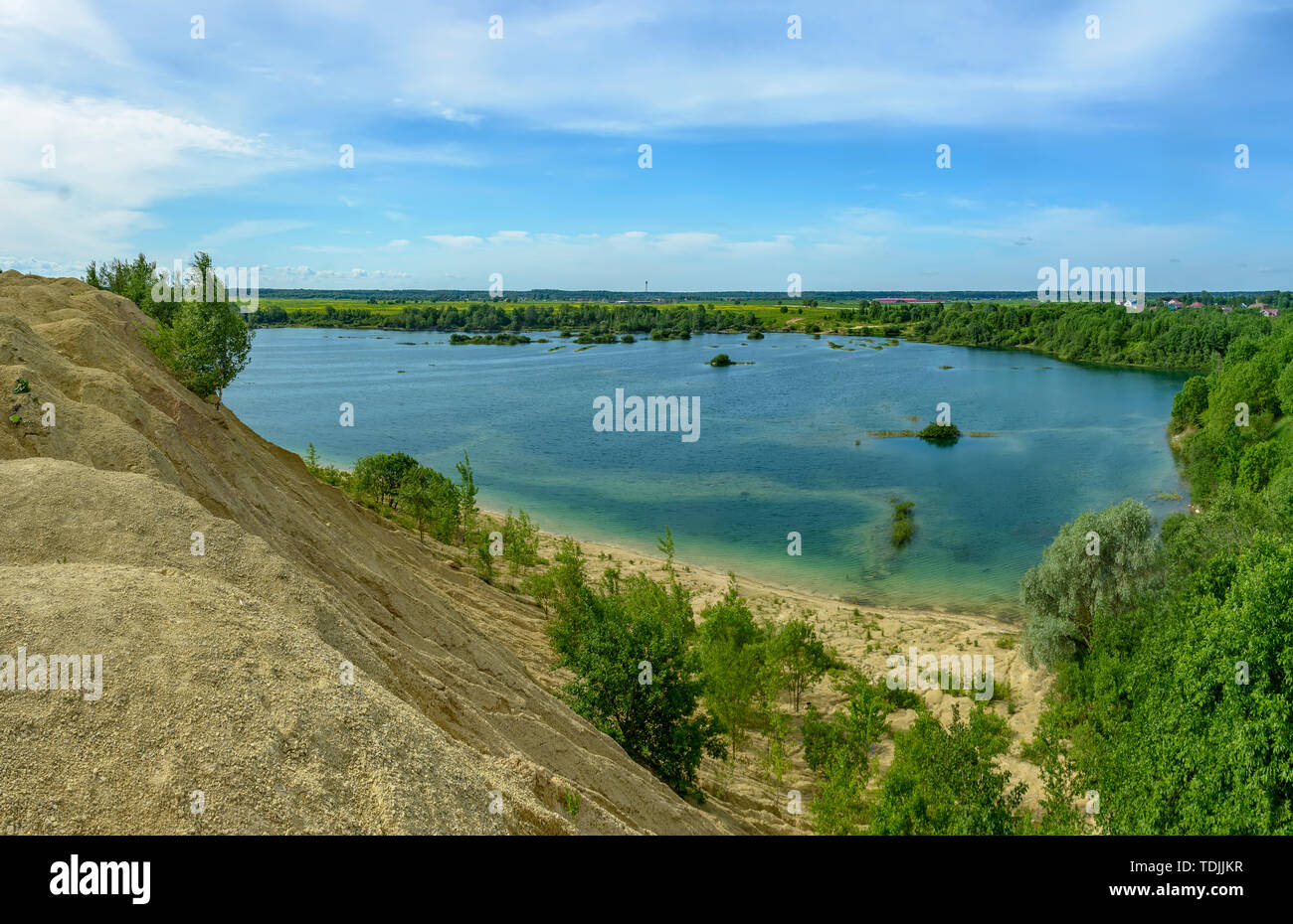 Quarries for the extraction of limestone. The embankment formed by ...