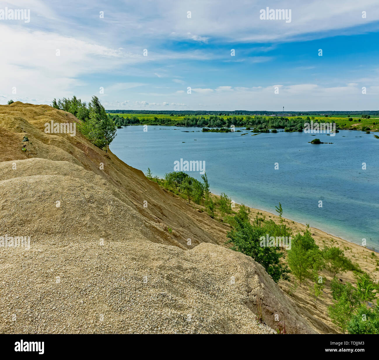 Quarries for the extraction of limestone. The embankment formed by ...