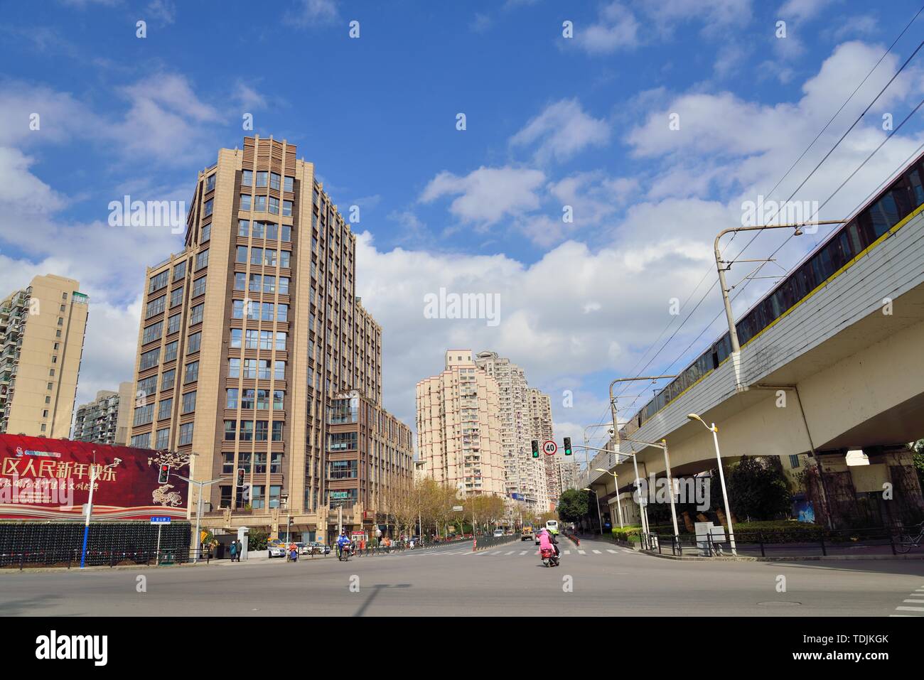 Street view of Chinese city Stock Photo - Alamy