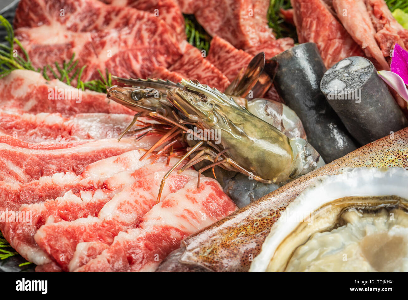 Japanese meat and seafood Stock Photo - Alamy