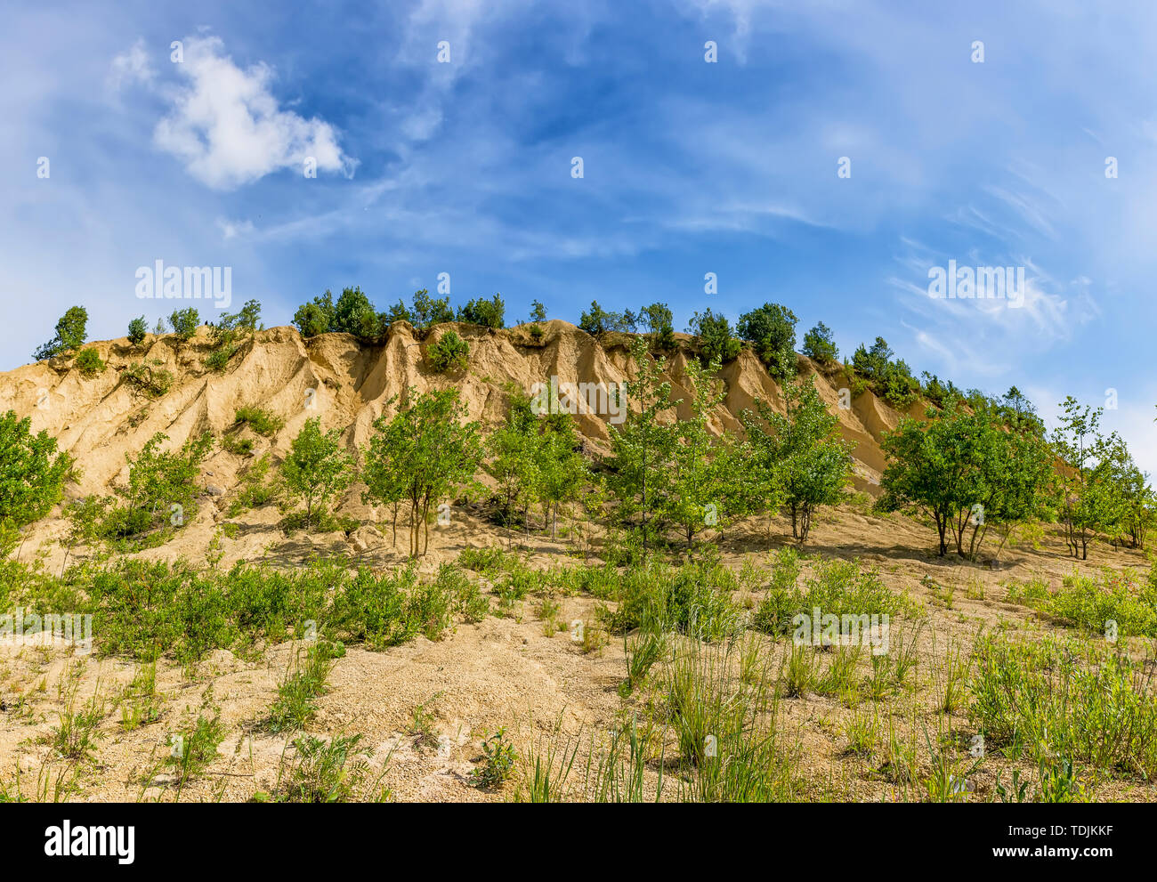 Quarries for the extraction of limestone. A mound formed by small piles ...