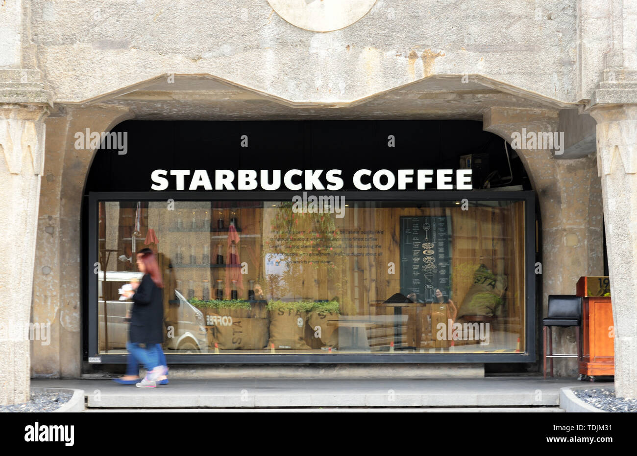 Glass windows of street shops Stock Photo - Alamy