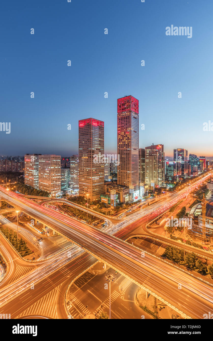 Beijing CBD Night Scene Stock Photo - Alamy