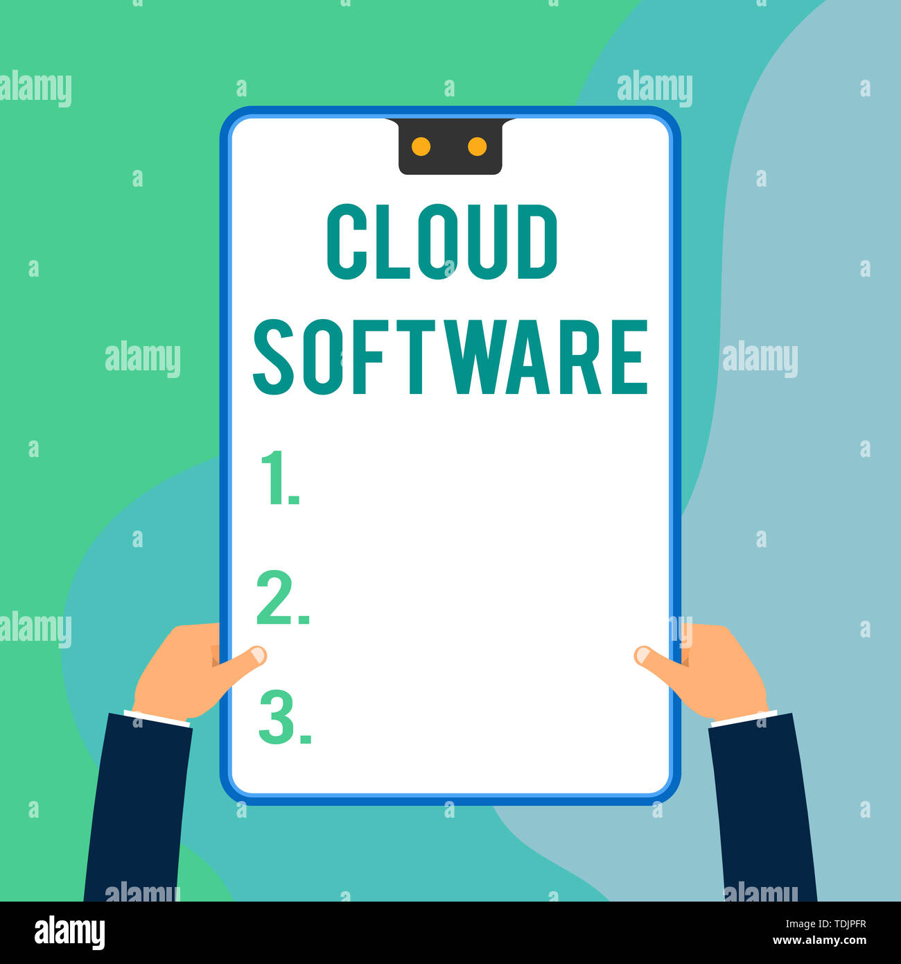 Conceptual hand writing showing Cloud Software. Concept meaning Programs used in Storing ...