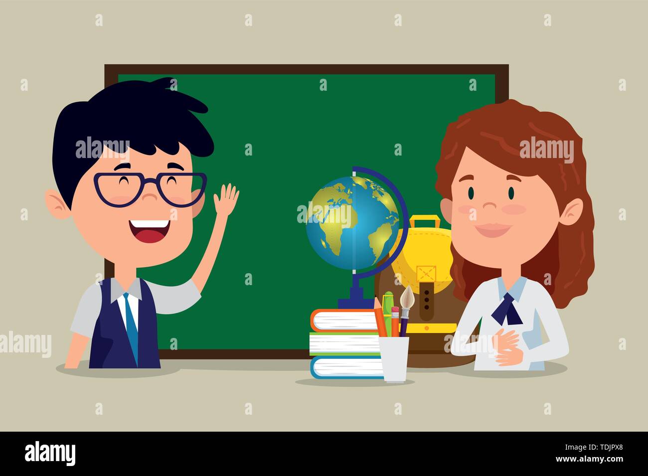 Boy girl map classroom Stock Vector Images - Alamy