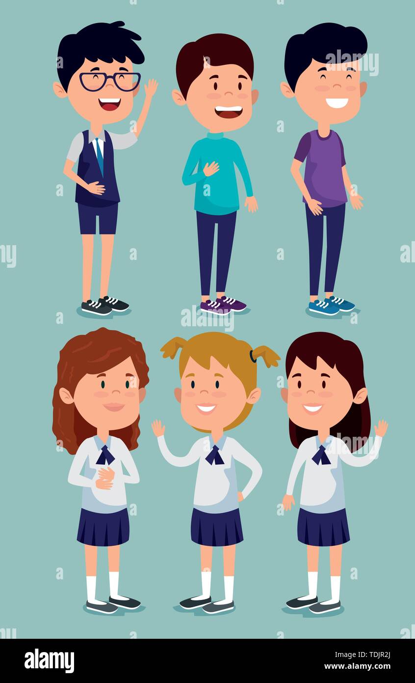set of girls and boys with casual clothes Stock Vector Image & Art - Alamy