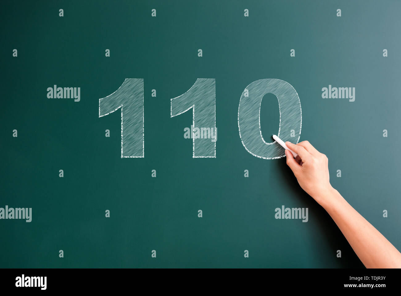 110 written on blackboard Stock Photo - Alamy
