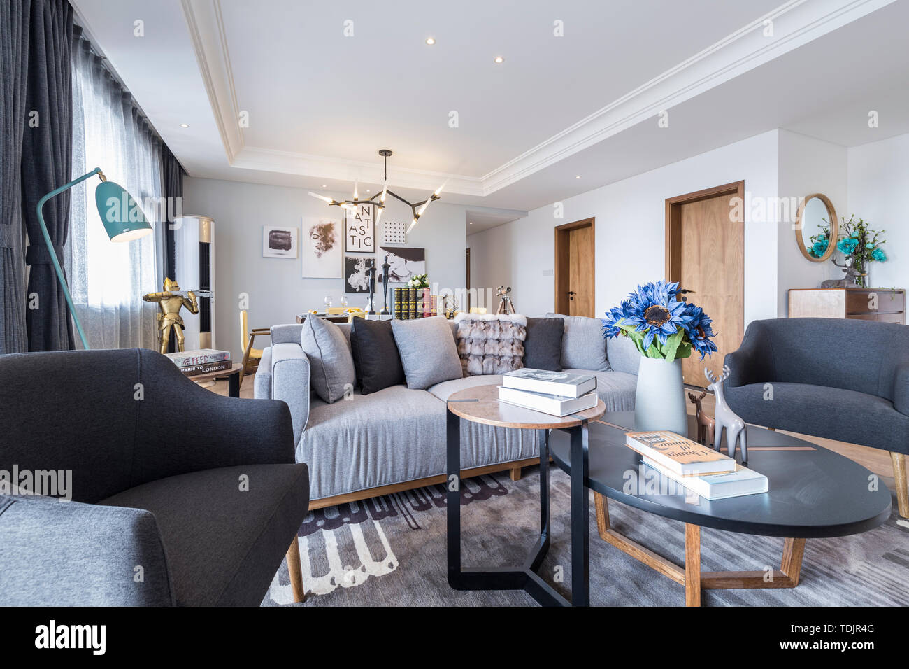 Design of interior design space of model room in modern living room ...