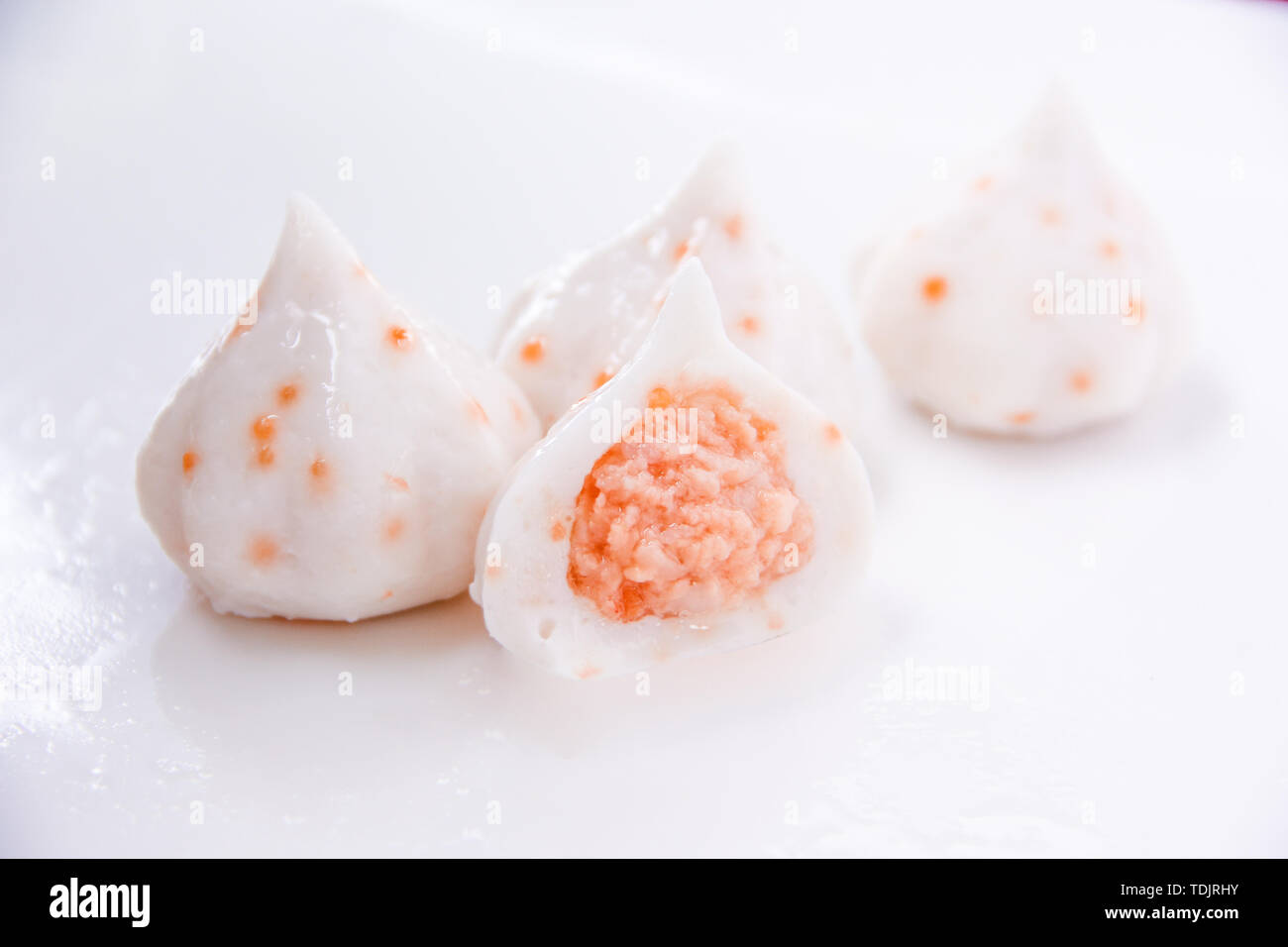 Fish balls stuffed white cheese fish balls color brushed fish balls red ...