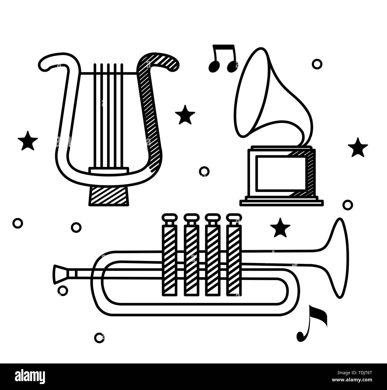hap and trumpet instrument with art turntable Stock Vector Image & Art ...