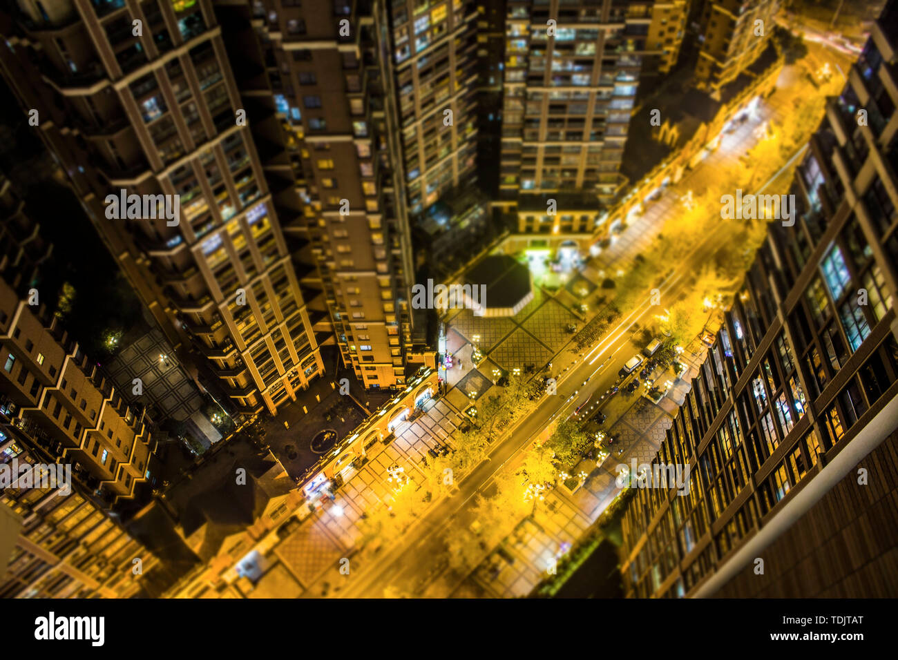A bird's-eye view of the streets of Chengdu at night Stock Photo - Alamy