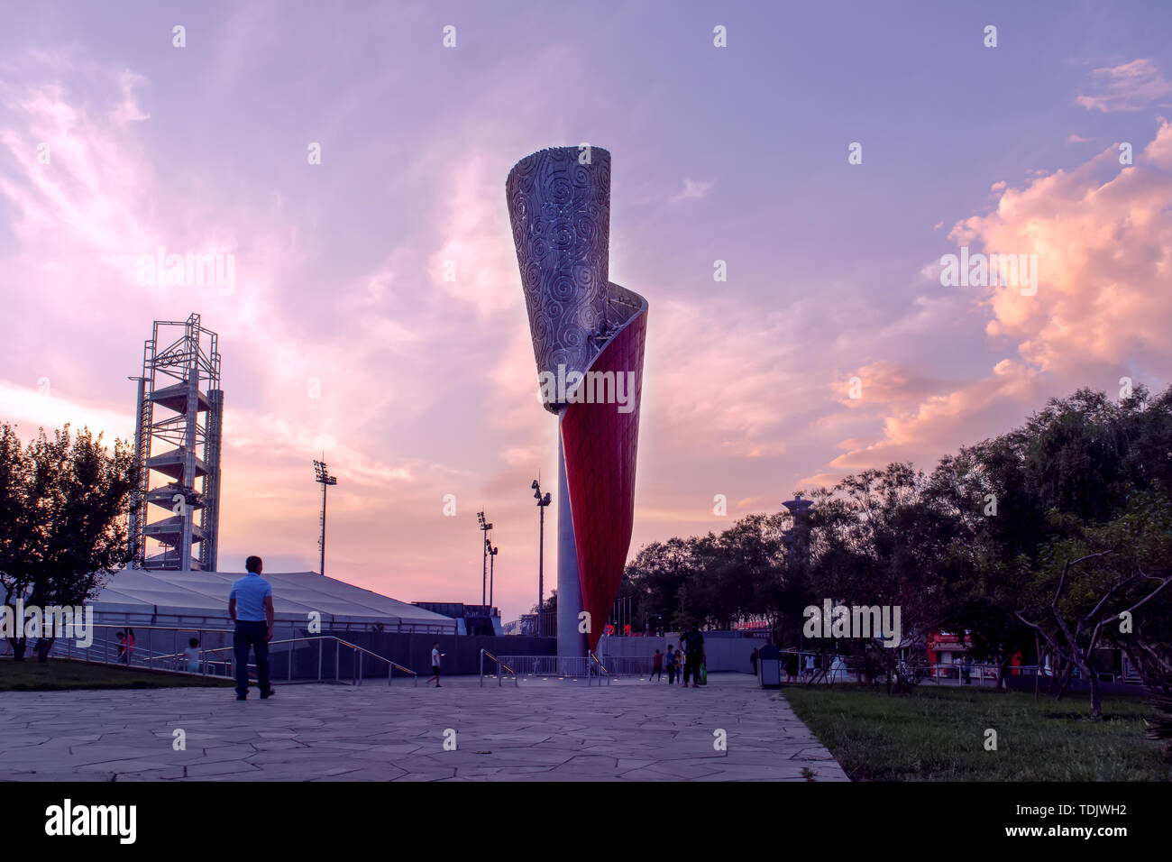 National Stadium torch Stock Photo - Alamy