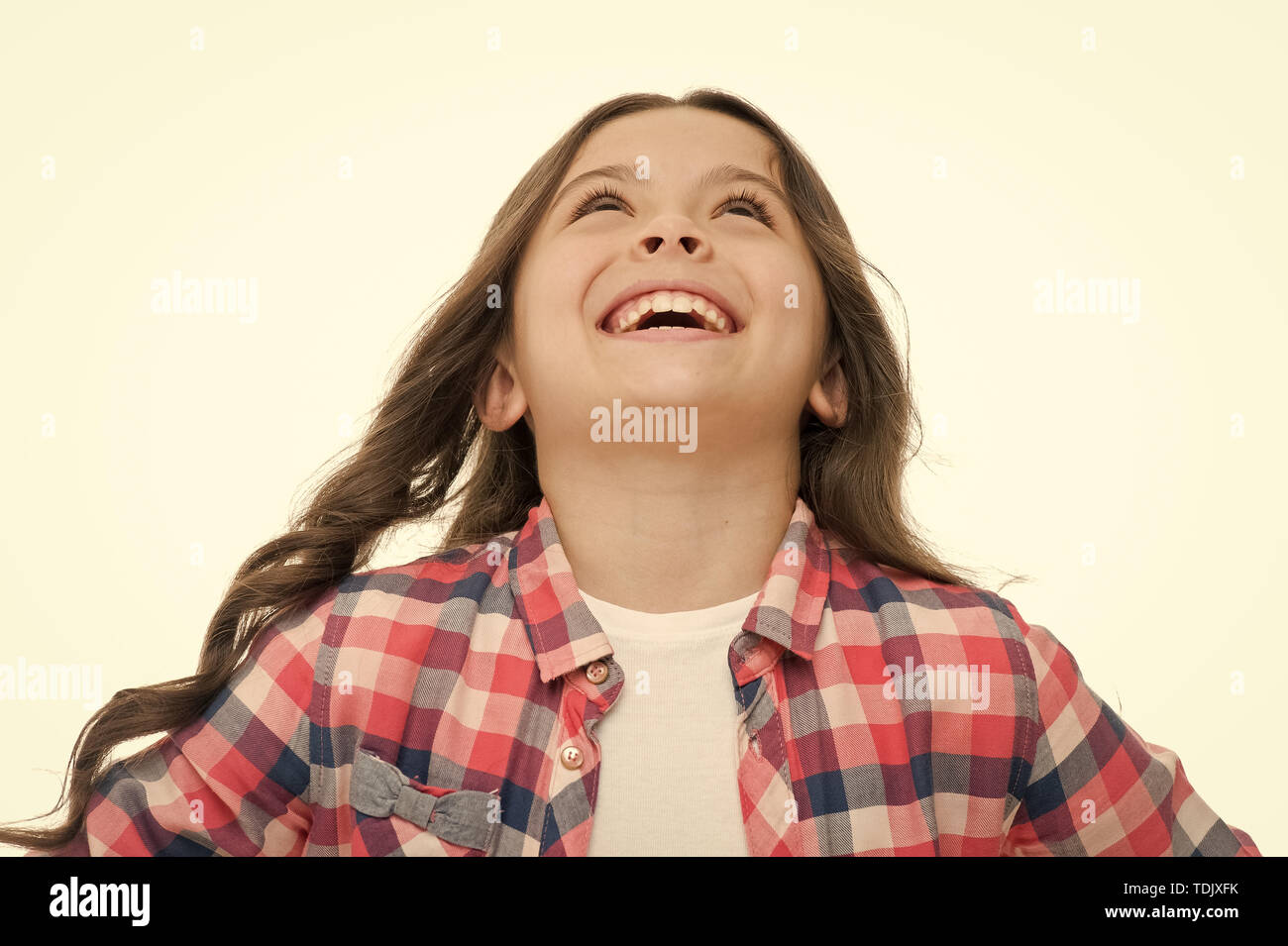Emotions concept. Sincere emotional child. Girl laugh emotional face ...
