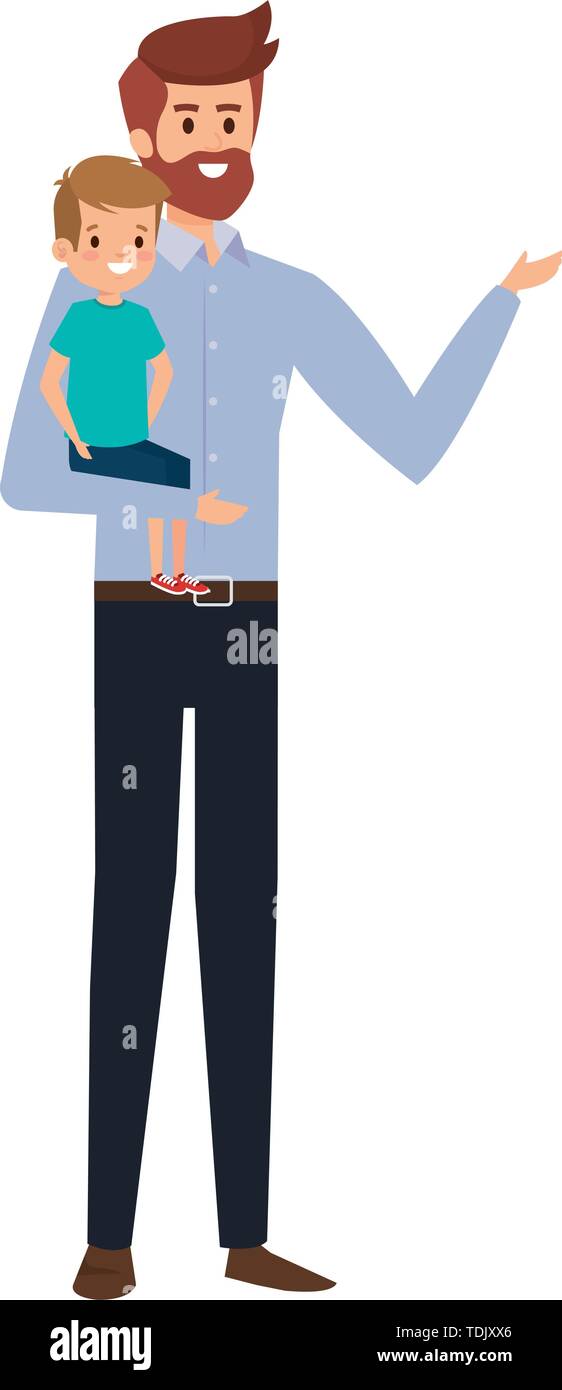 adult father with beard and son characters Stock Vector Image & Art - Alamy