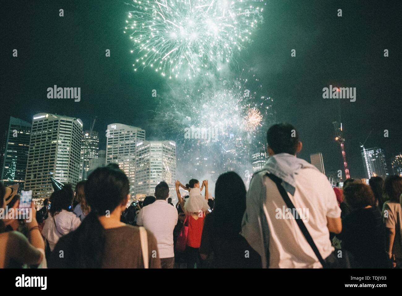 People enjoying fireworks in park hi-res stock photography and images ...