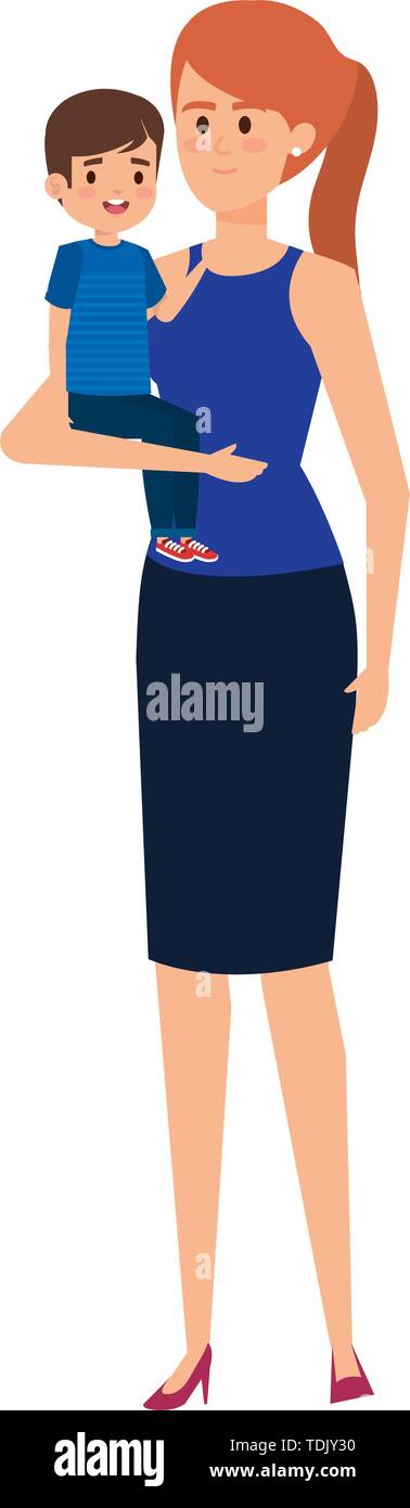 beautiful mother with little boy characters Stock Vector Image & Art ...