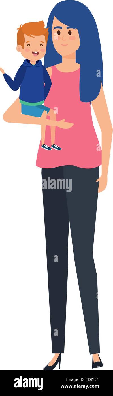 beautiful mother with little boy characters Stock Vector Image & Art ...