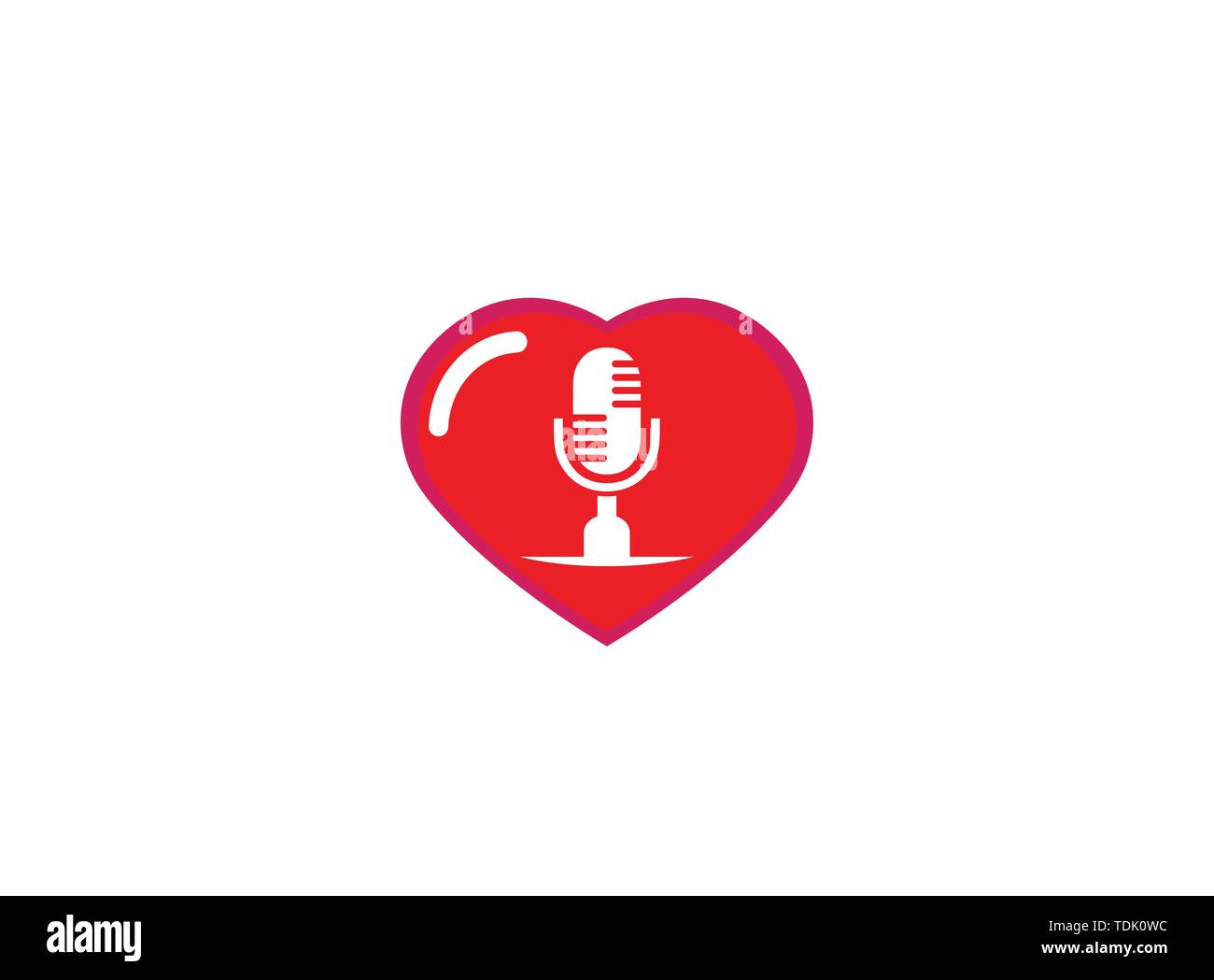 Microphone and speakerphone for logo design illustration in a heart ...