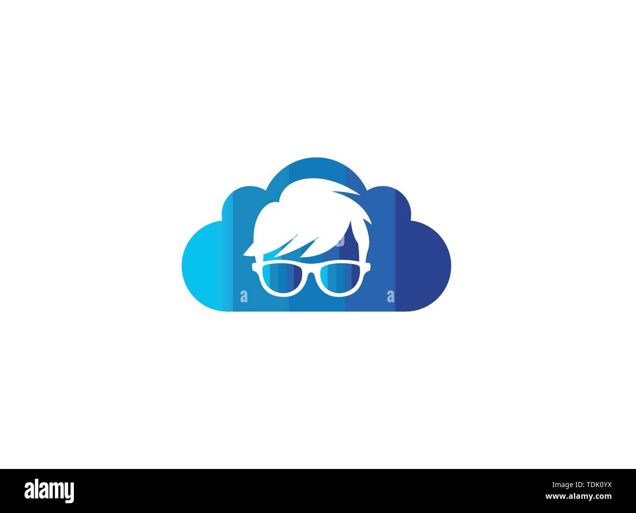 Geek Head with hairstyle wearing glasses for logo design illustration ...