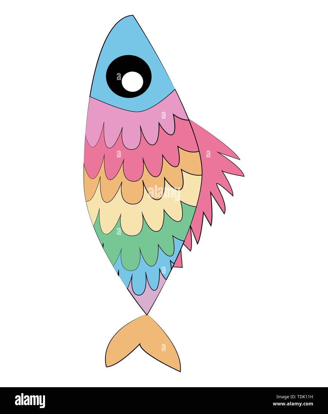 fancy fish with rainbow colorful scales isolated on a white background ...