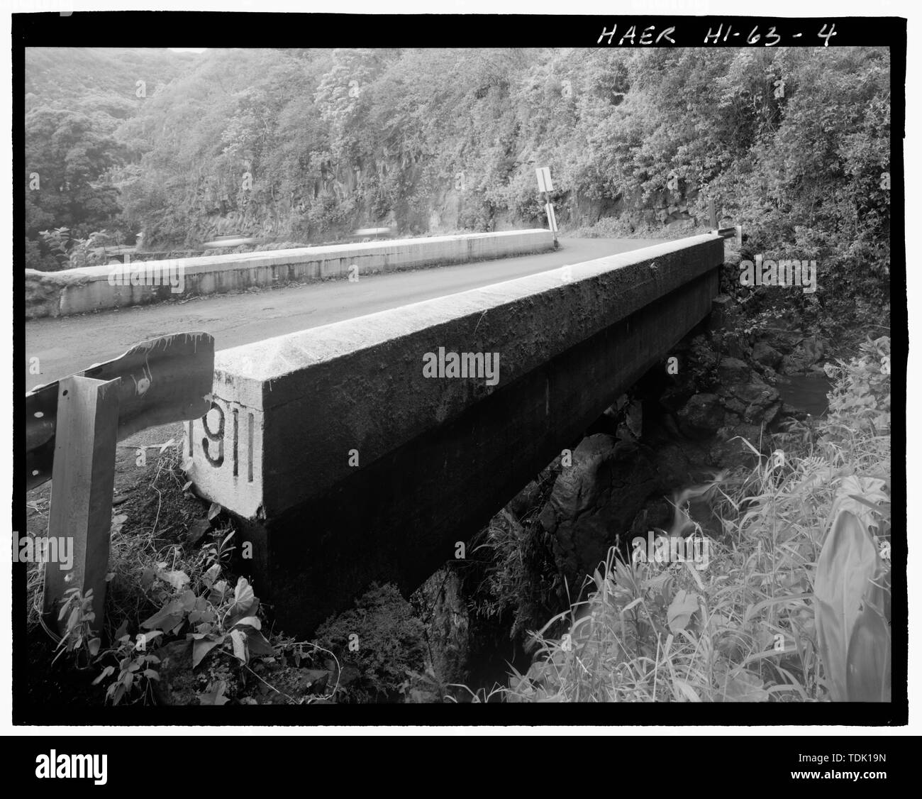OBLIQUE VIEW OF UPSTREAM (NORTH) ELEVATION; LOOKING WEST. - Paihi ...