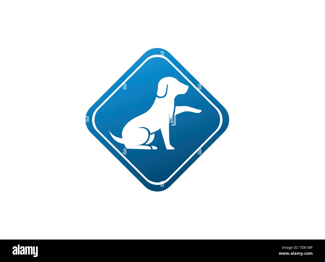 Cute dog sitting and Shaking hand in the shape logo design illustration ...