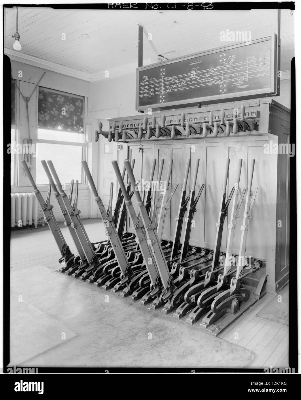 OBLIQUE VIEW, GREEN SWITCH TOWER, COS COB, SHOWING SWITCH LEVER ...