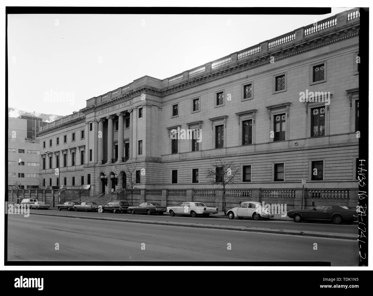 OBLIQUE VIEW, NORTH (FRONT) ELEVATION, LOOKING EAST - U.S. Mint ...