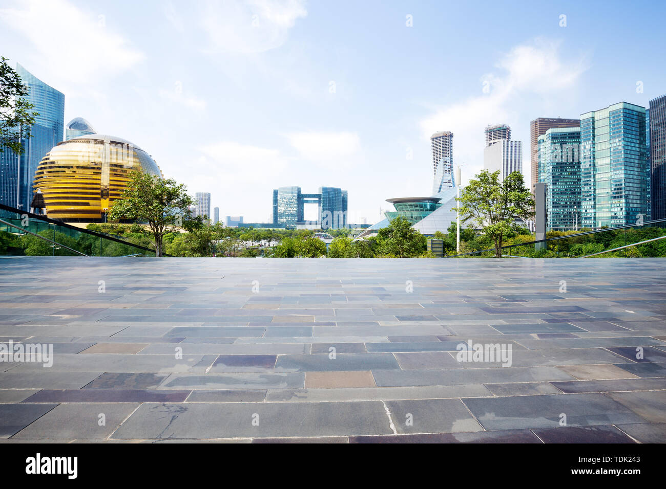 skyline and empty square front modern buildings Stock Photo - Alamy