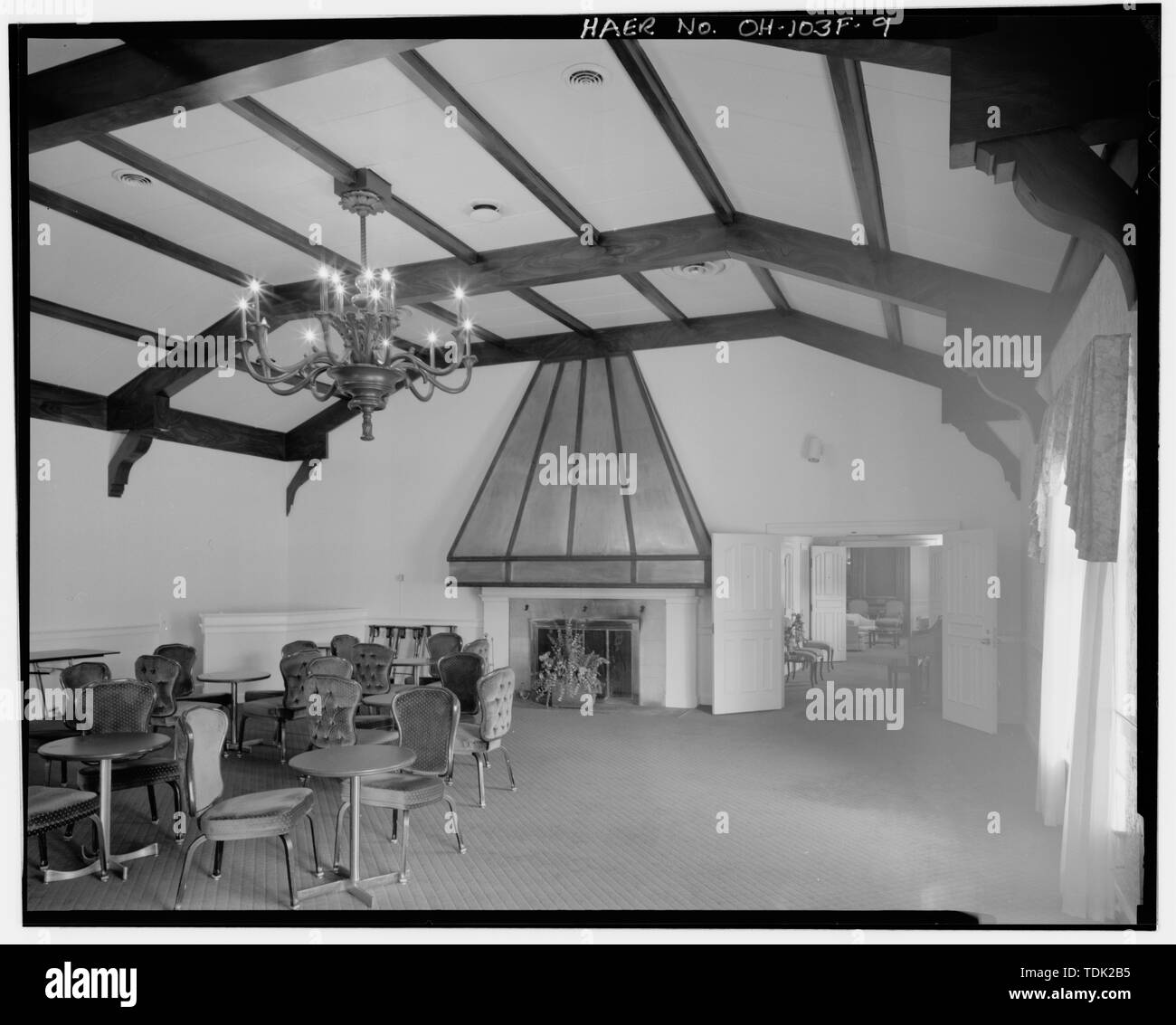 OFFICERS' CLUB INTERIOR, FIRST FLOOR, LOUNGE AND FIRE PLACE DETAIL ...