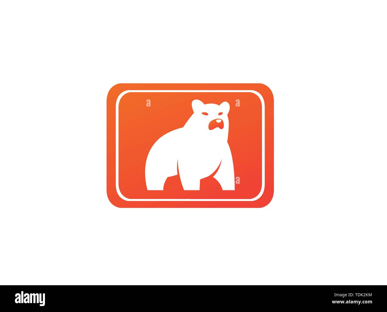Big bear standing and looking at the side logo design, illustration ...