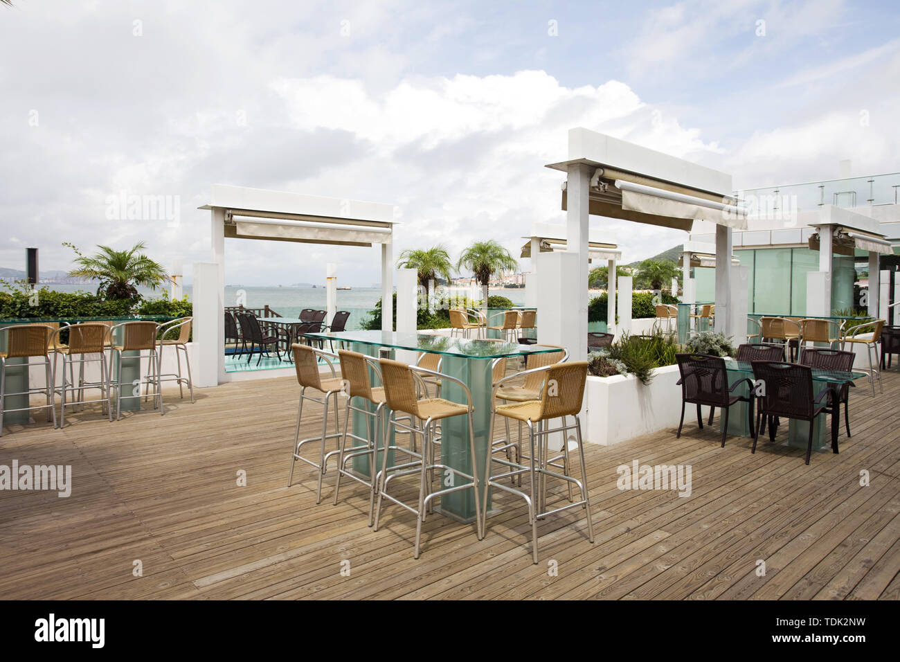 Observation tower on the beach with sunrise Stock Photo - Alamy