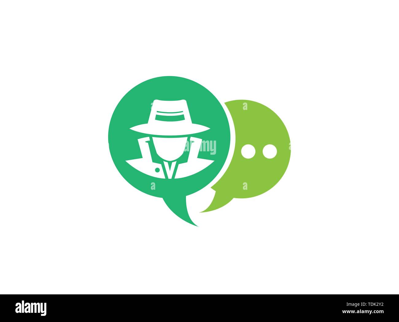 detective spy with hat in a chat icon for logo design illustration ...
