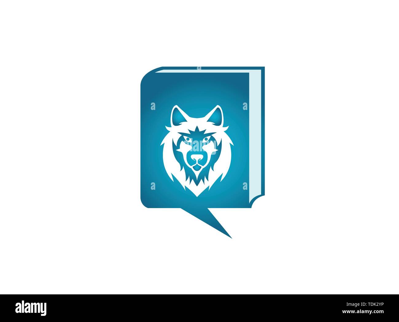 Wolf head and face looking in front in a chat icon for logo design ...