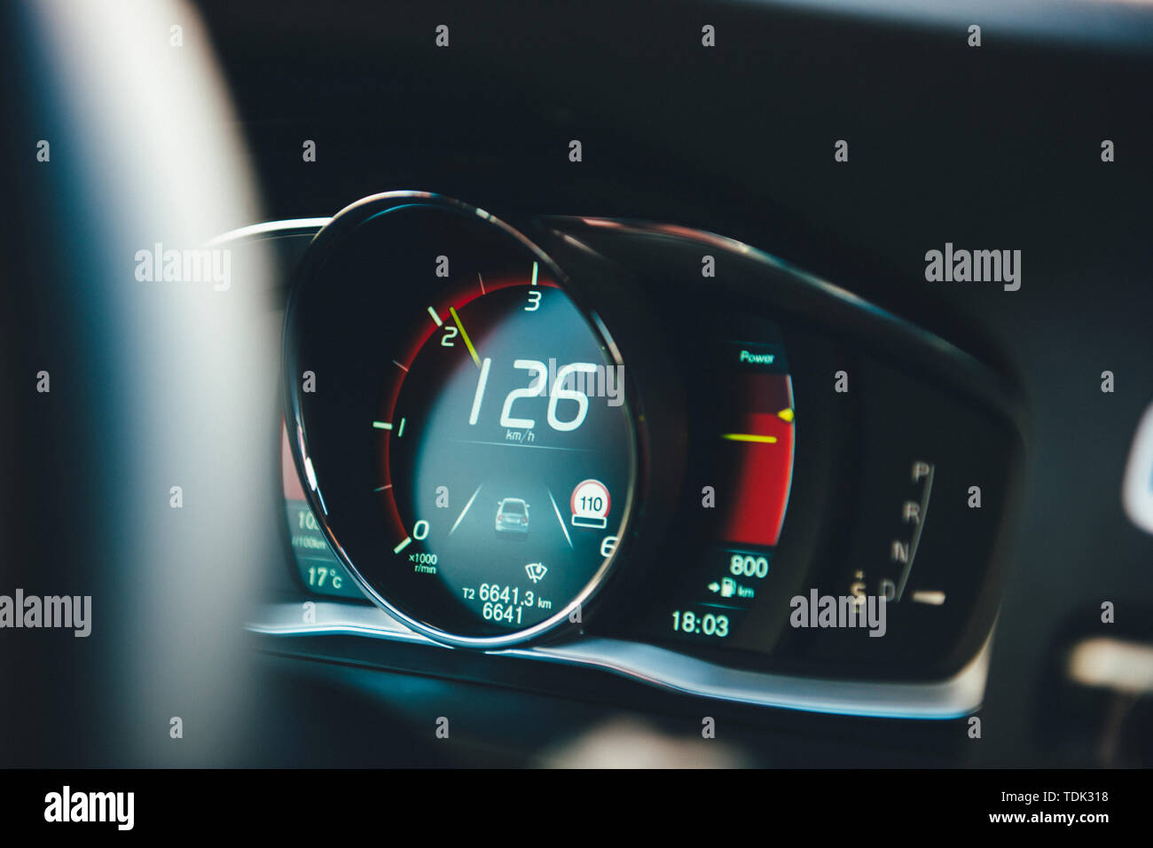 New modern luxury sport car digital dashboard showing driving data and ...