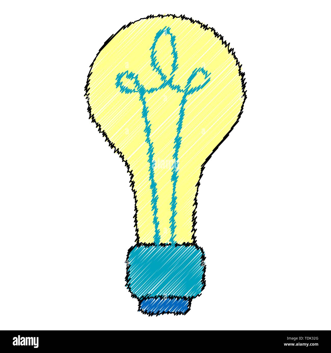 light bulb icons with concept of idea. Original scribble sign of co ...