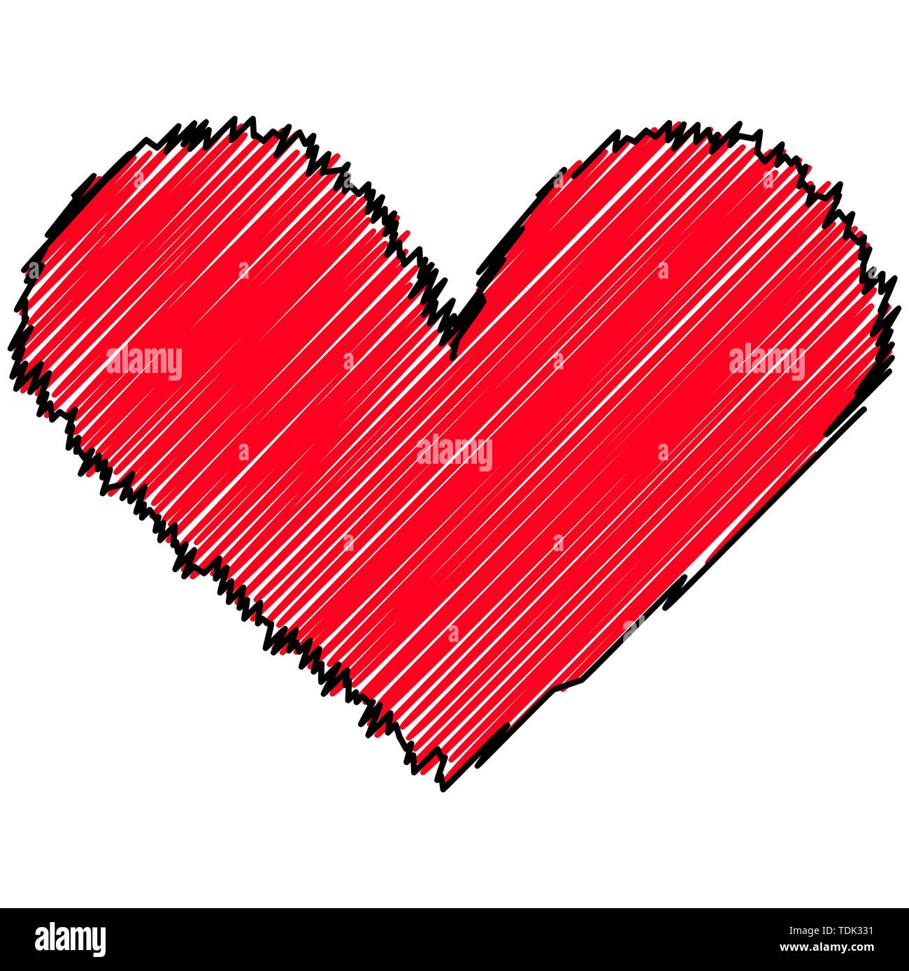 Heart sign in textured ragged rays. Hand drawn style Stock Vector Image ...