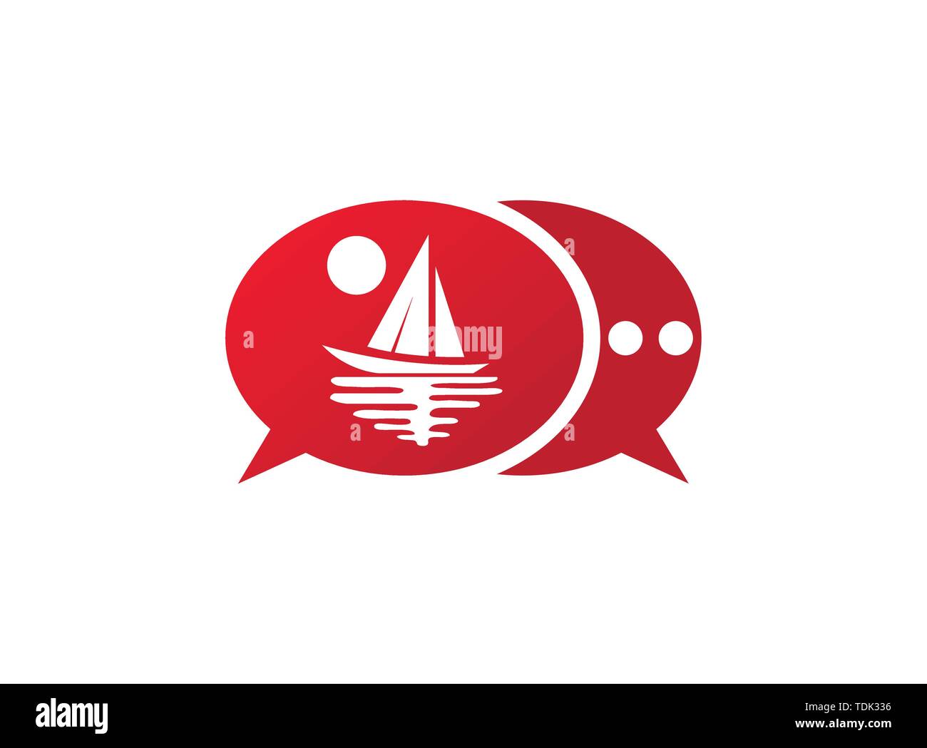 Yacht sealing with sun and sea logo design illustration boat in a chat ...