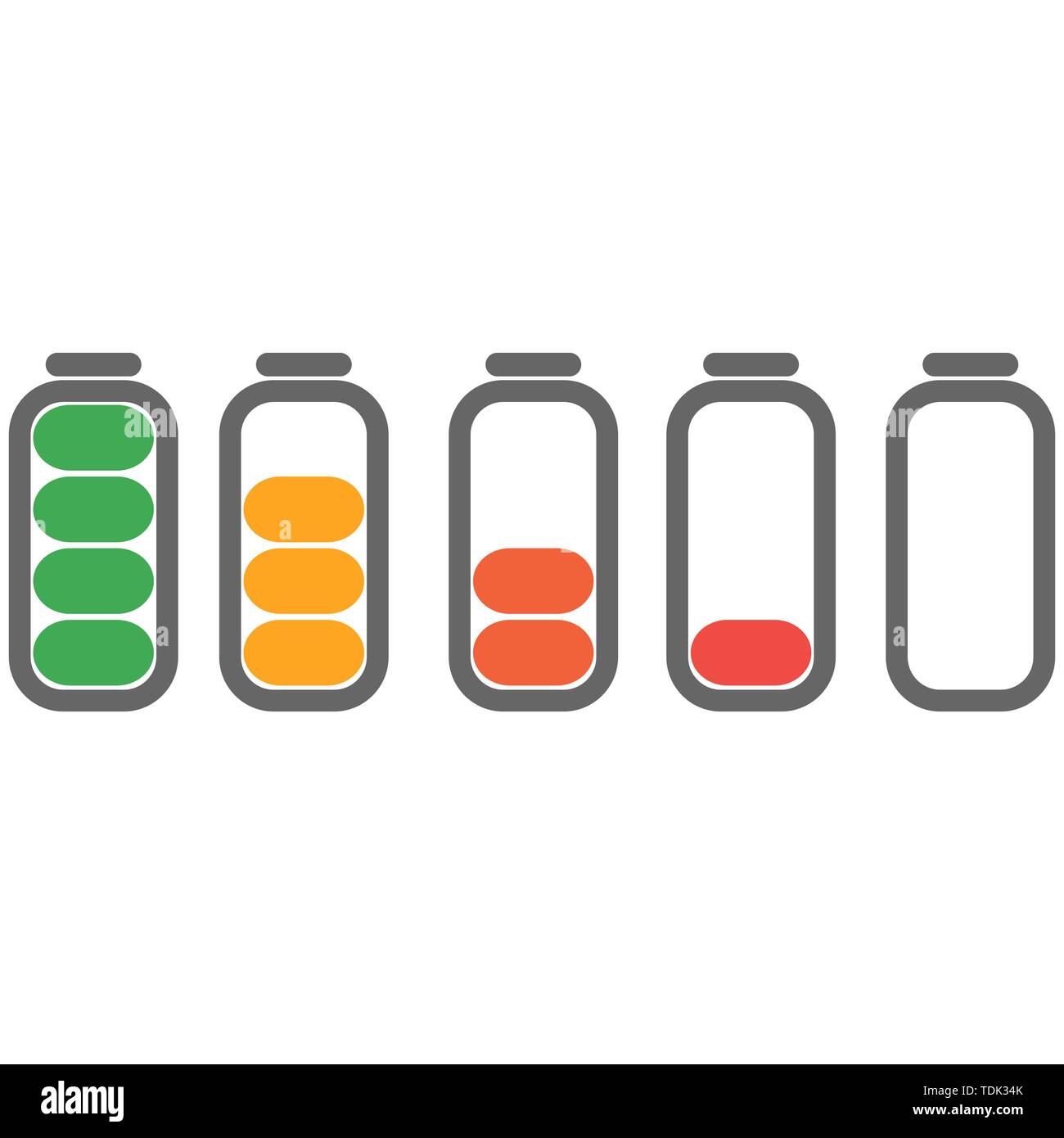 Set of battery indicator icons and charger connector Stock Vector Image ...
