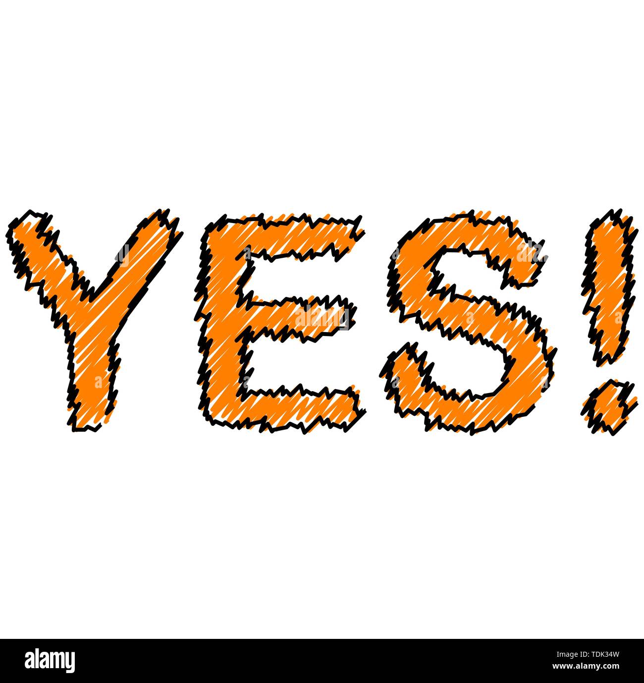 word yes. word pencil letters. color the word with a marker Stock ...