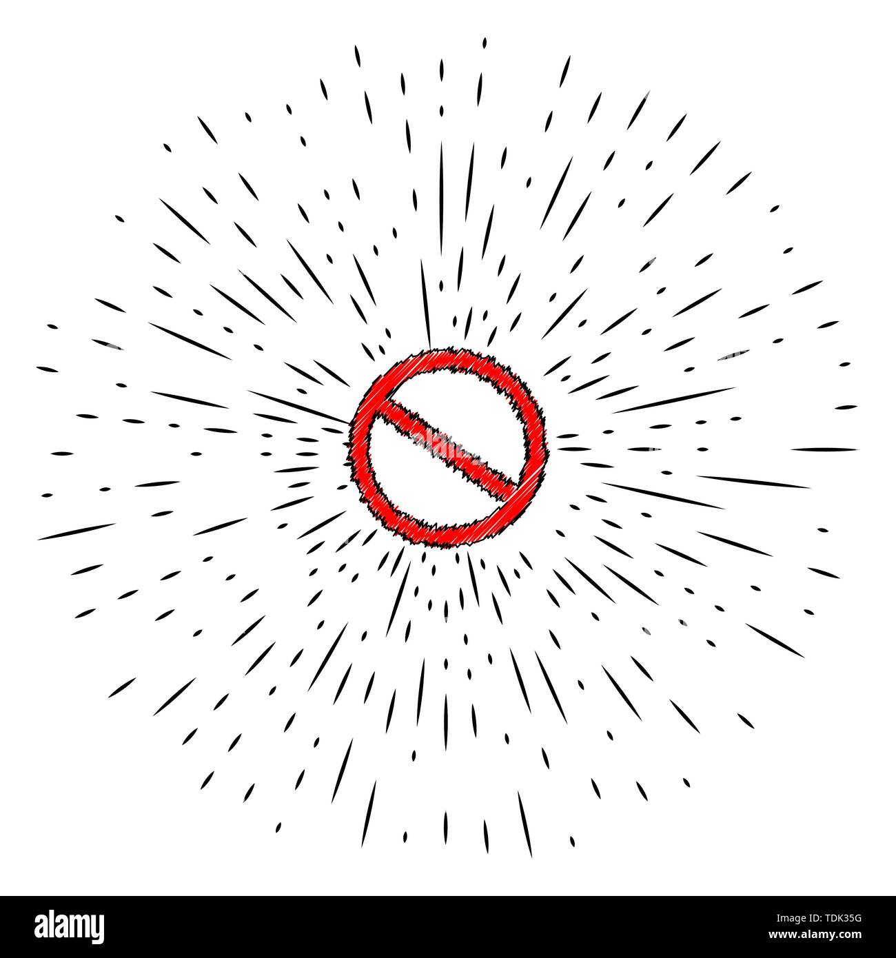 Brush painted sign no, hand drawn style illustration with a grunge ...