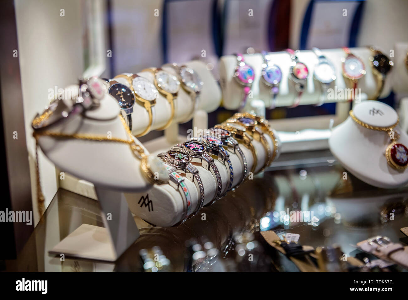 Swiss watch window Stock Photo - Alamy