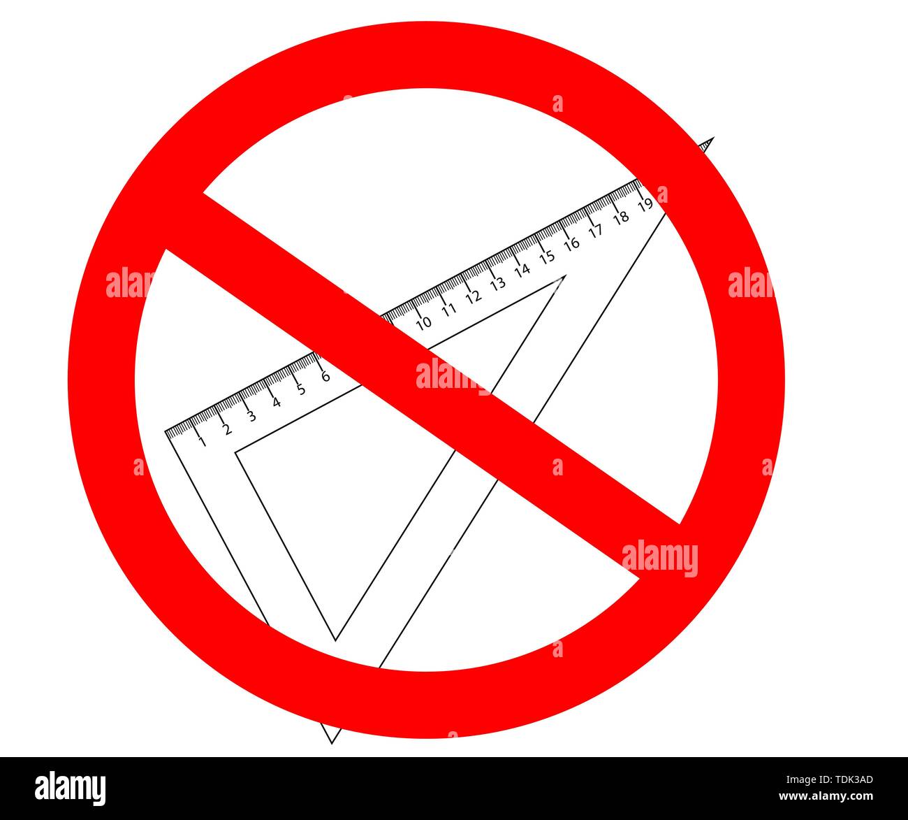 No or stop Triangle rulers and protractor, rulers marked in centimeters ...