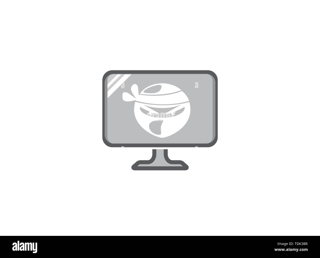 Ninja head with angry face design illustration in a screen shape tv ...