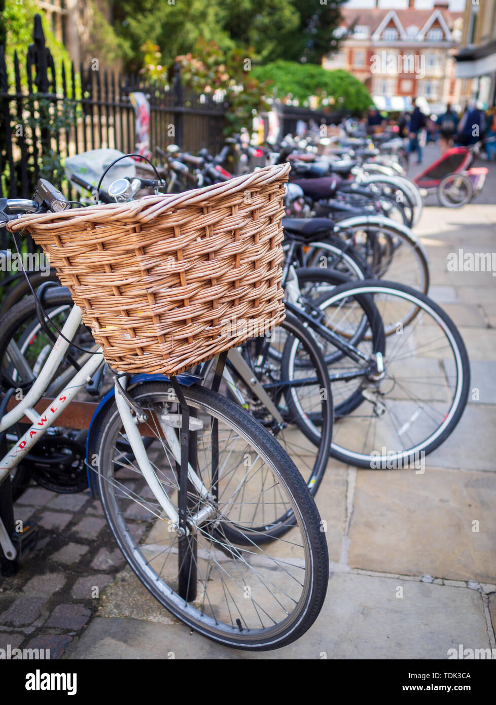 Line of bikes parked up in Cambridge Stock Photo - Alamy