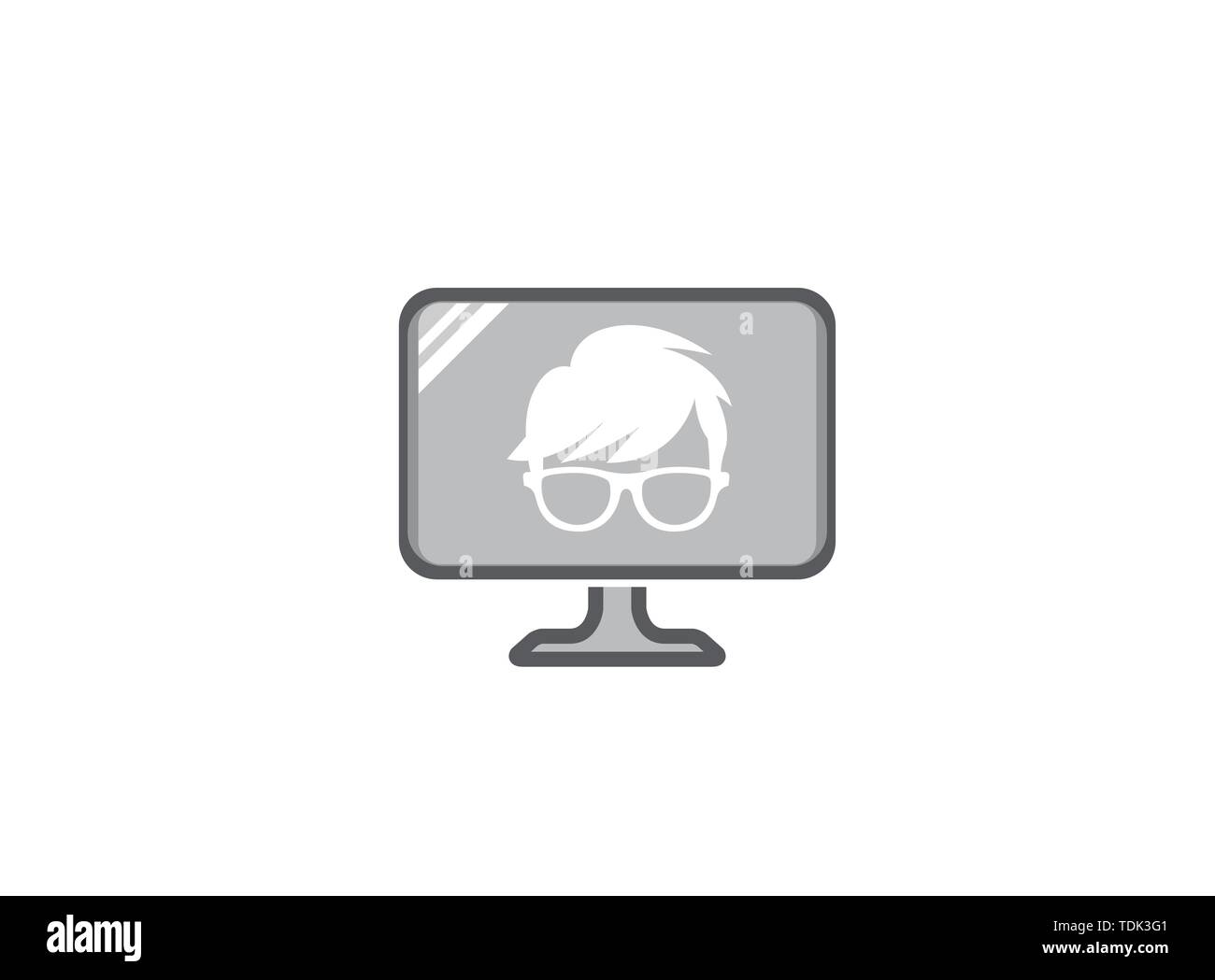 Geek Head with hairstyle wearing glasses for logo design illustration ...