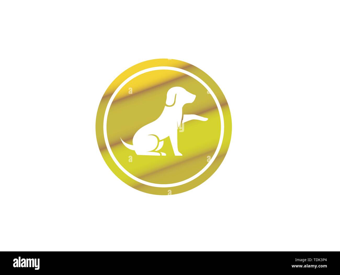 Cute dog sitting and Shaking hand in the shape logo design illustration ...