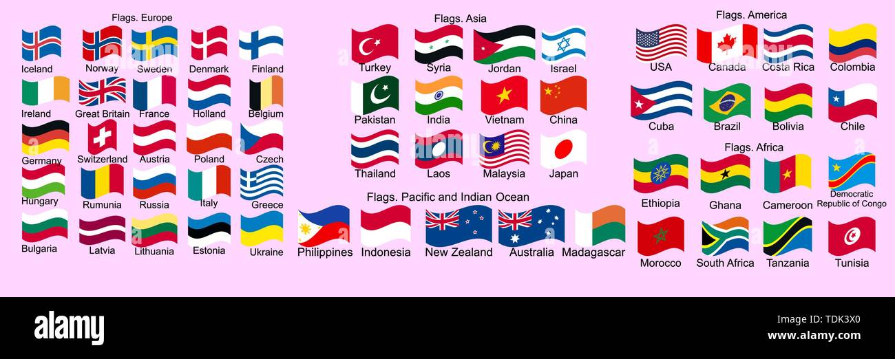 Set of Flags of world sovereign states. Flags of the world. Europe ...