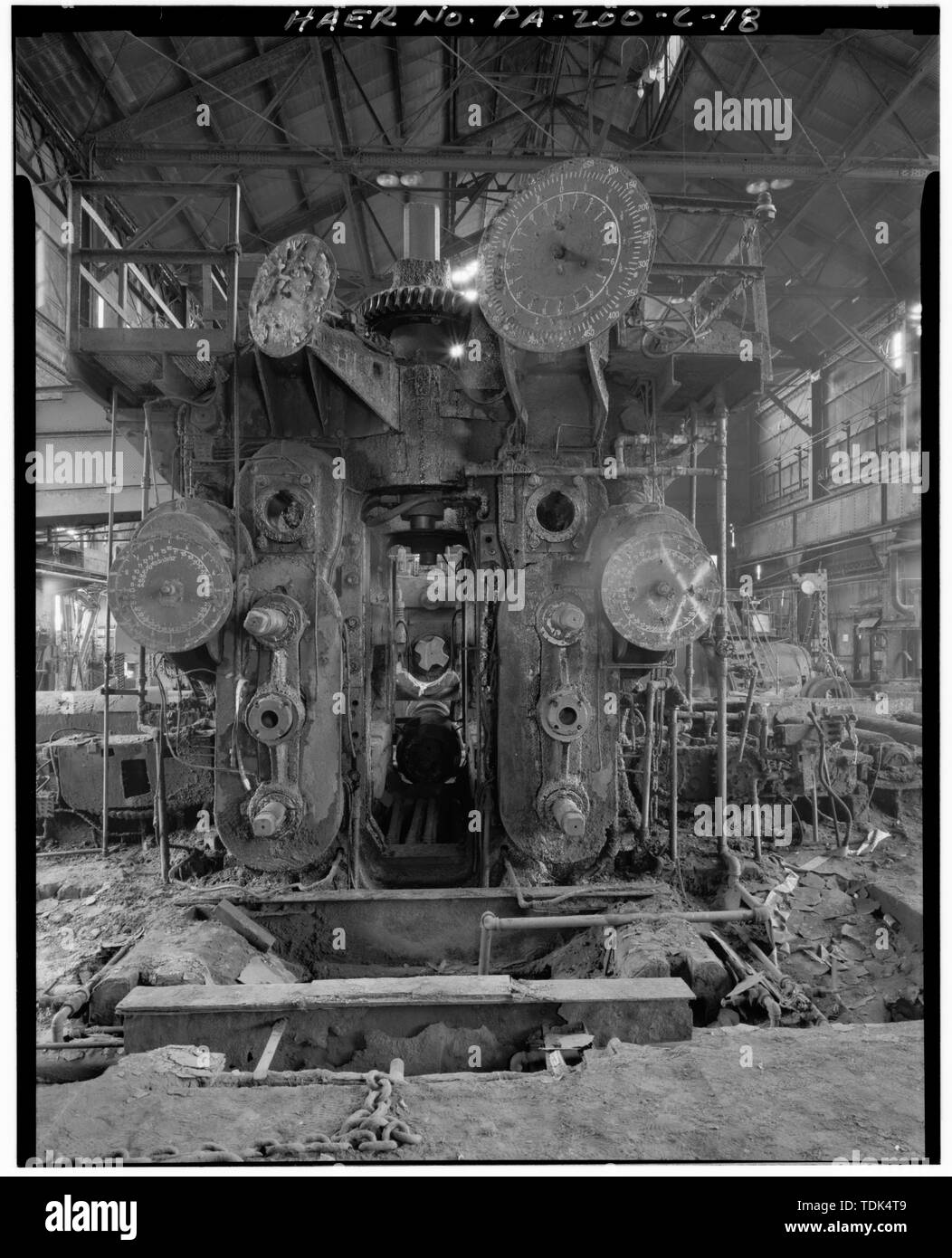 OPERATOR'S SIDE OF 48' MILL STAND SHOWING DIALS, VERTICAL ROLL ...